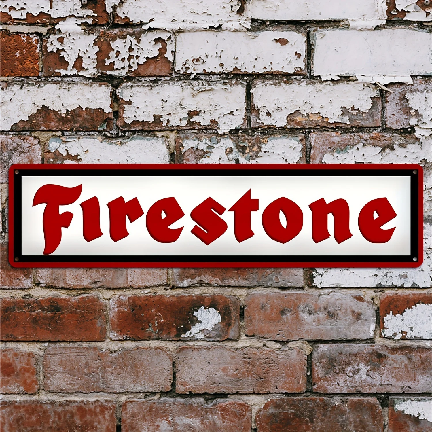 2D Flat, 2D Flat - Vintage Firestone Metal Wall Sign - 40.64x10.16 cm ...