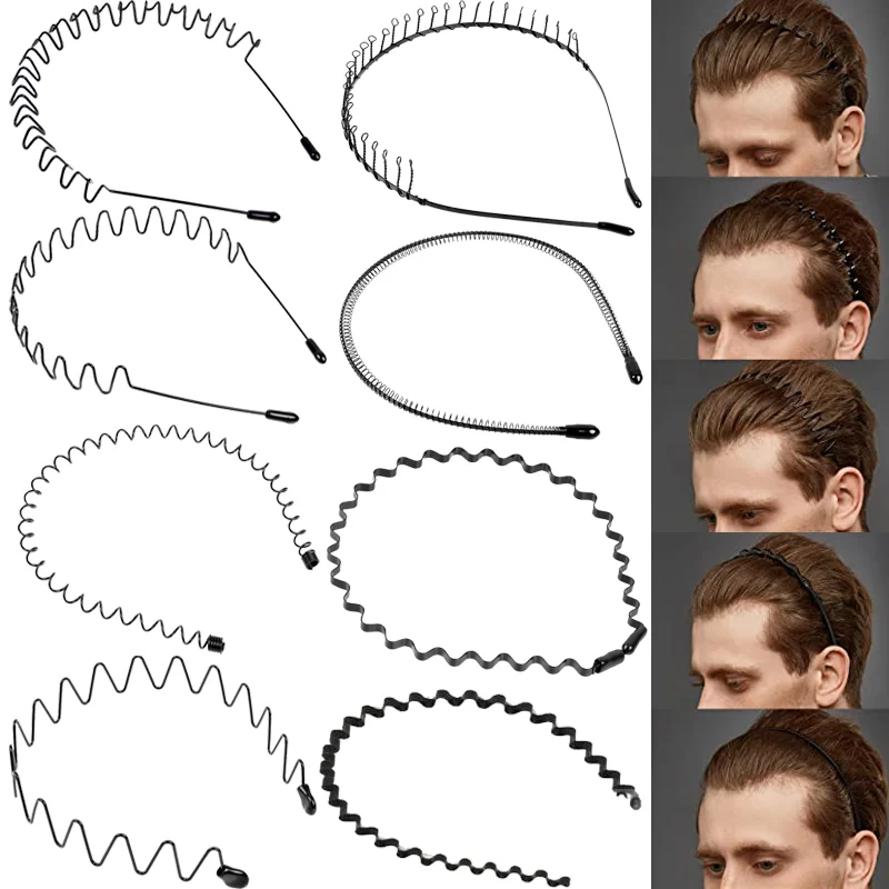 Fashion-Men-s-Metal-Wave-Hair-Band-Black-Unisex-Hair-Hoops-Casual-Hip ...