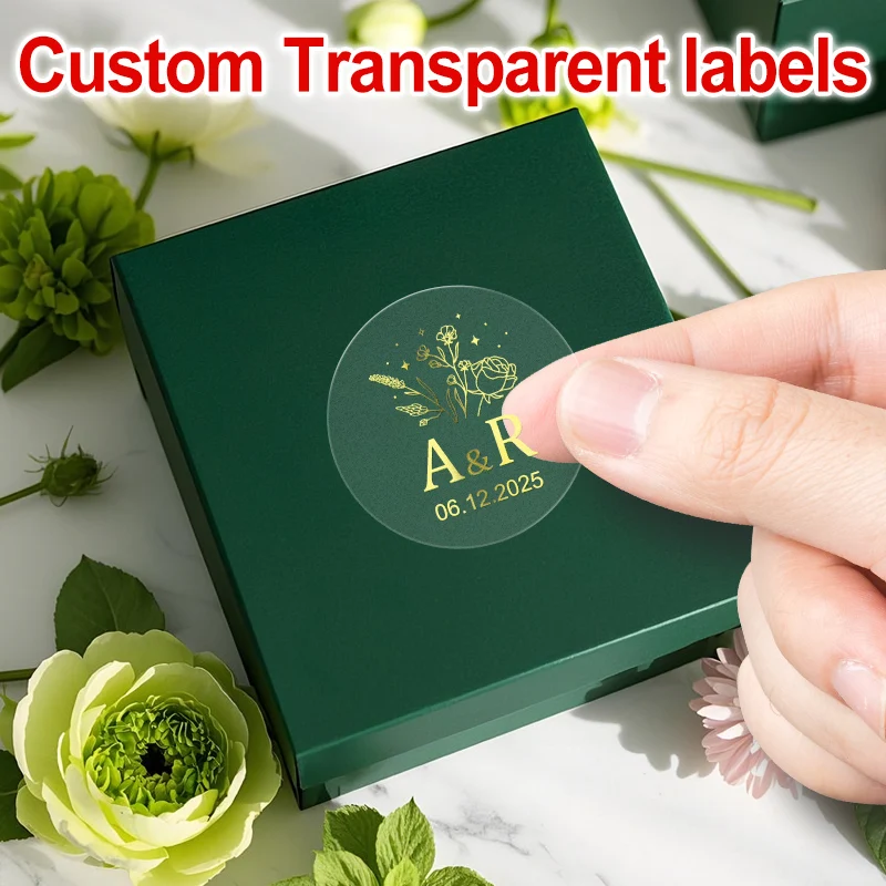 Custom Gold Transparent Stickers - Waterproof Adhesive Labels for ...
