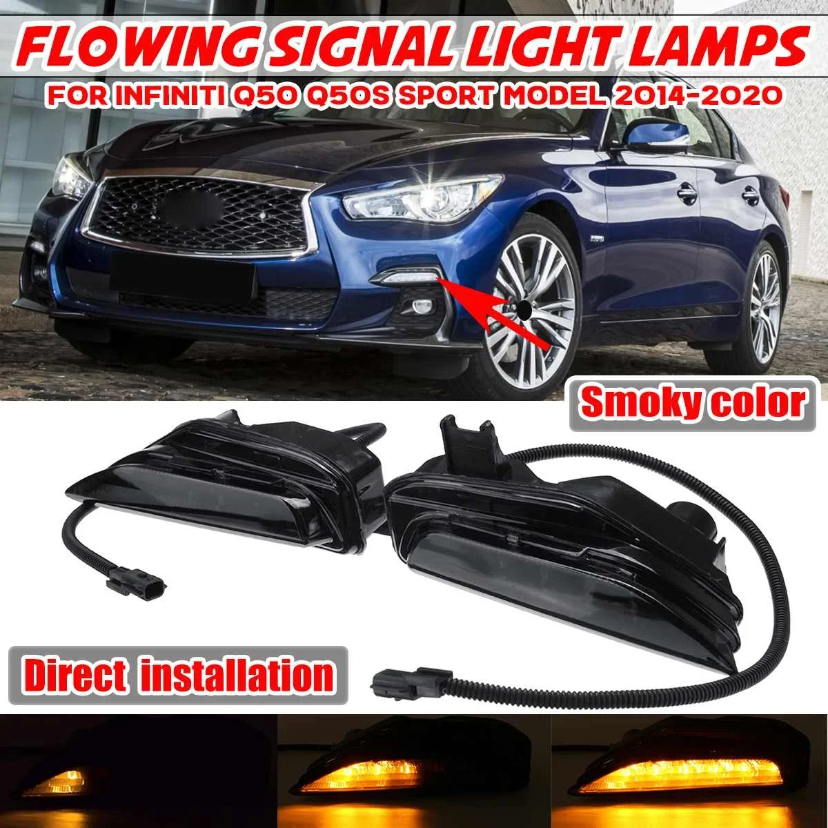 2X-Car-Front-Bumper-Dynamic-LED-Turn-Signals-Flowing-Turn-Signal-Light ...