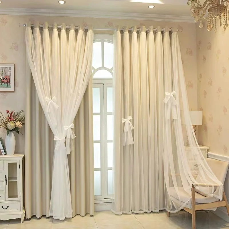 Internet-celebrity-shading-curtains-Bedroom-girl-Cloth-yarn-Double ...