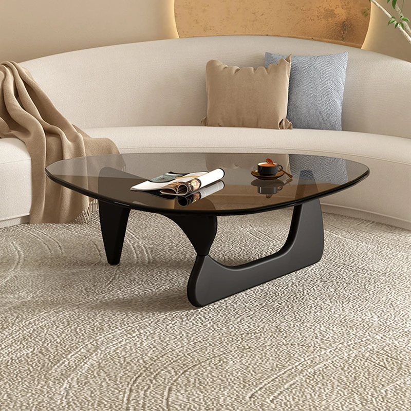 Modern Black Glass Coffee Table Living Room Luxury Sofa Coffee Table ...