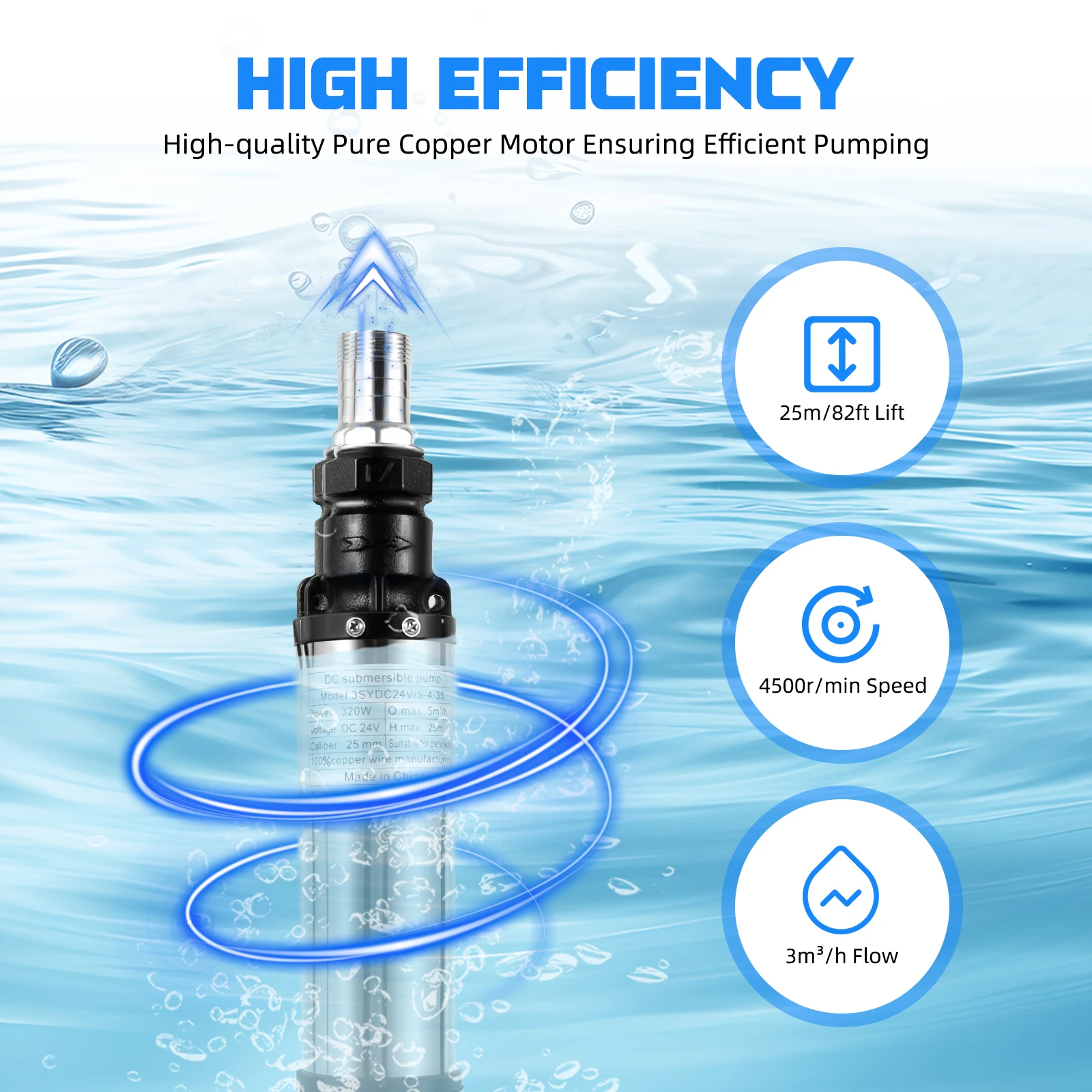 Deep Well Submersible Pump 320W Electric Solar Powered Water Pump, Farm ...