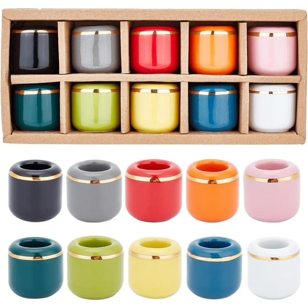 10-Pieces-Ceramic-Candle-Holder-Gold-Porcelain-Chime-Candle-Holder-for ...