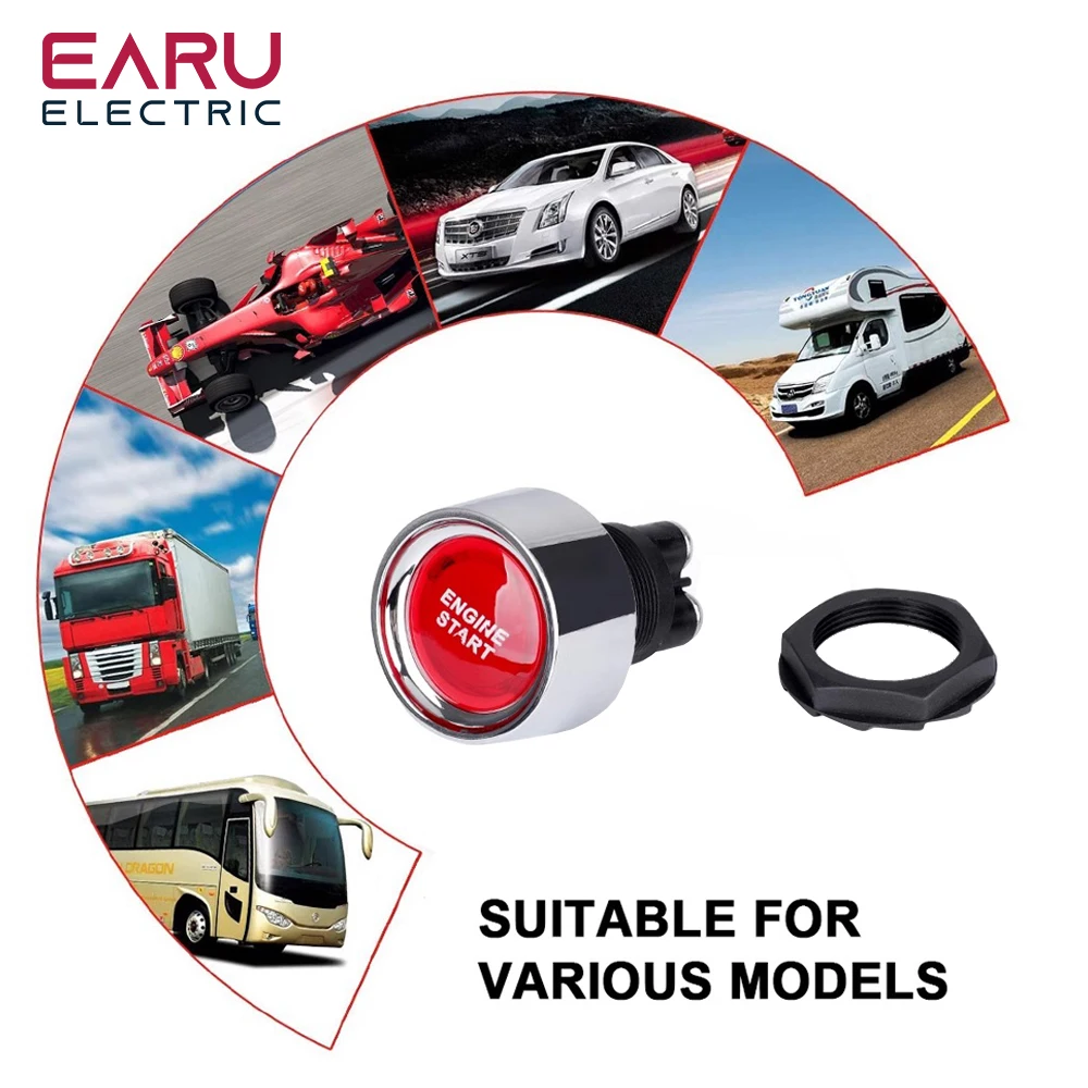 EARU 1PC Car Engine Start Ignition Switch 12V 50A 3 Pin SPST Momentary Keyless Push Button ...