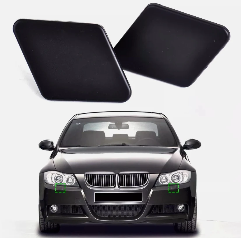 2pcs Bumper Headlight Washer Nozzle Cover Cap Black For BMW 3 Series ...