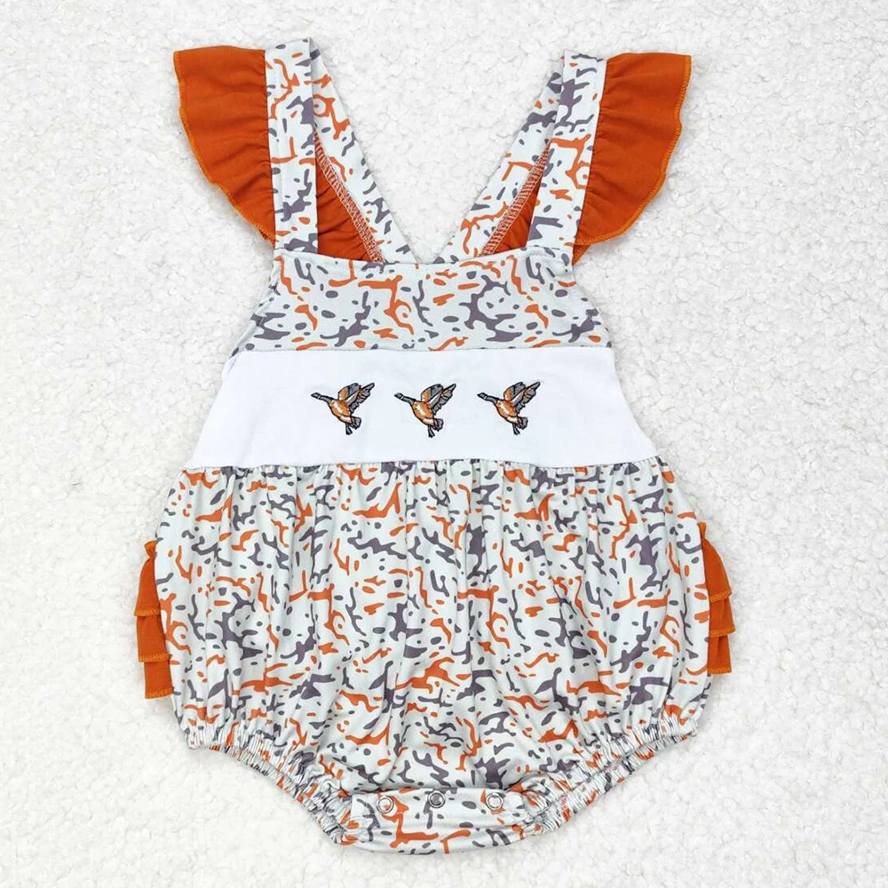 New-Fashion-Baby-Infant-Girls-Rompers-Embroidery-Camo-Ducks-Ruffles ...