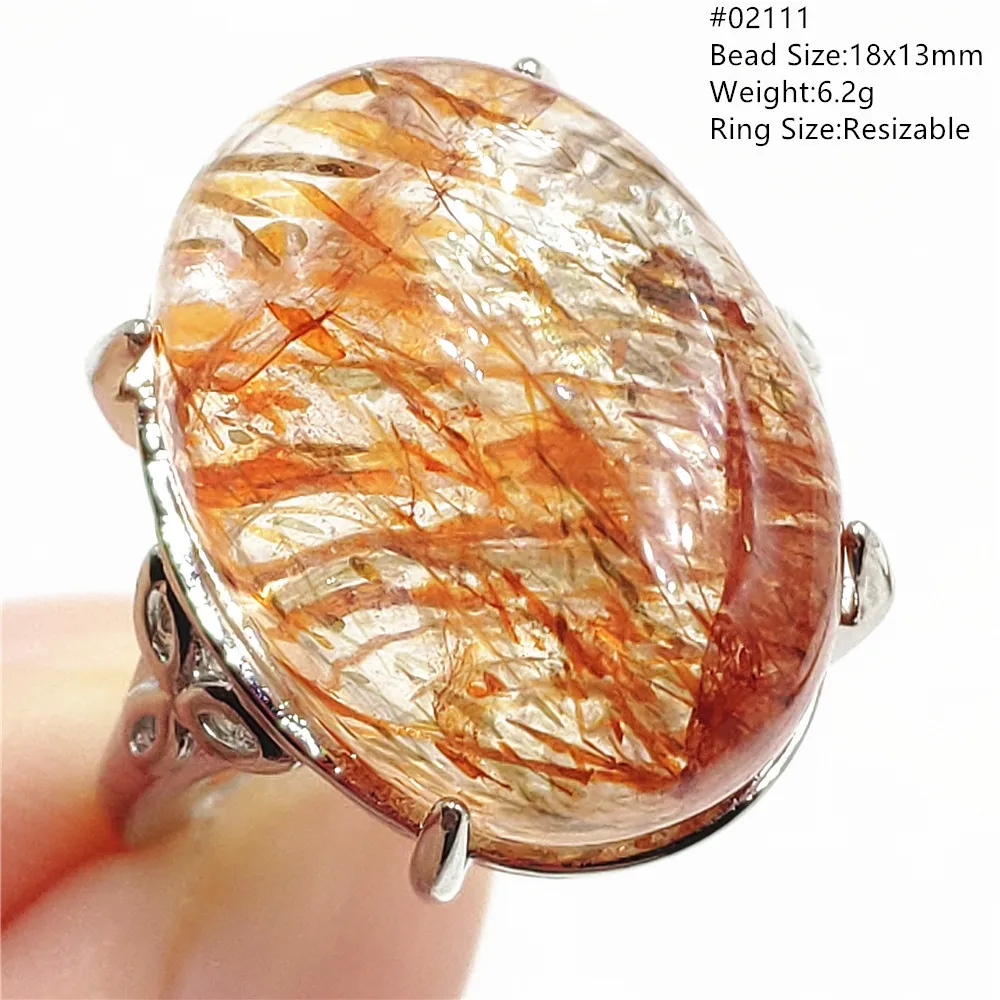 Natural Black Copper Rutilated Quartz Ring Fashion Jewelry Gift Green ...