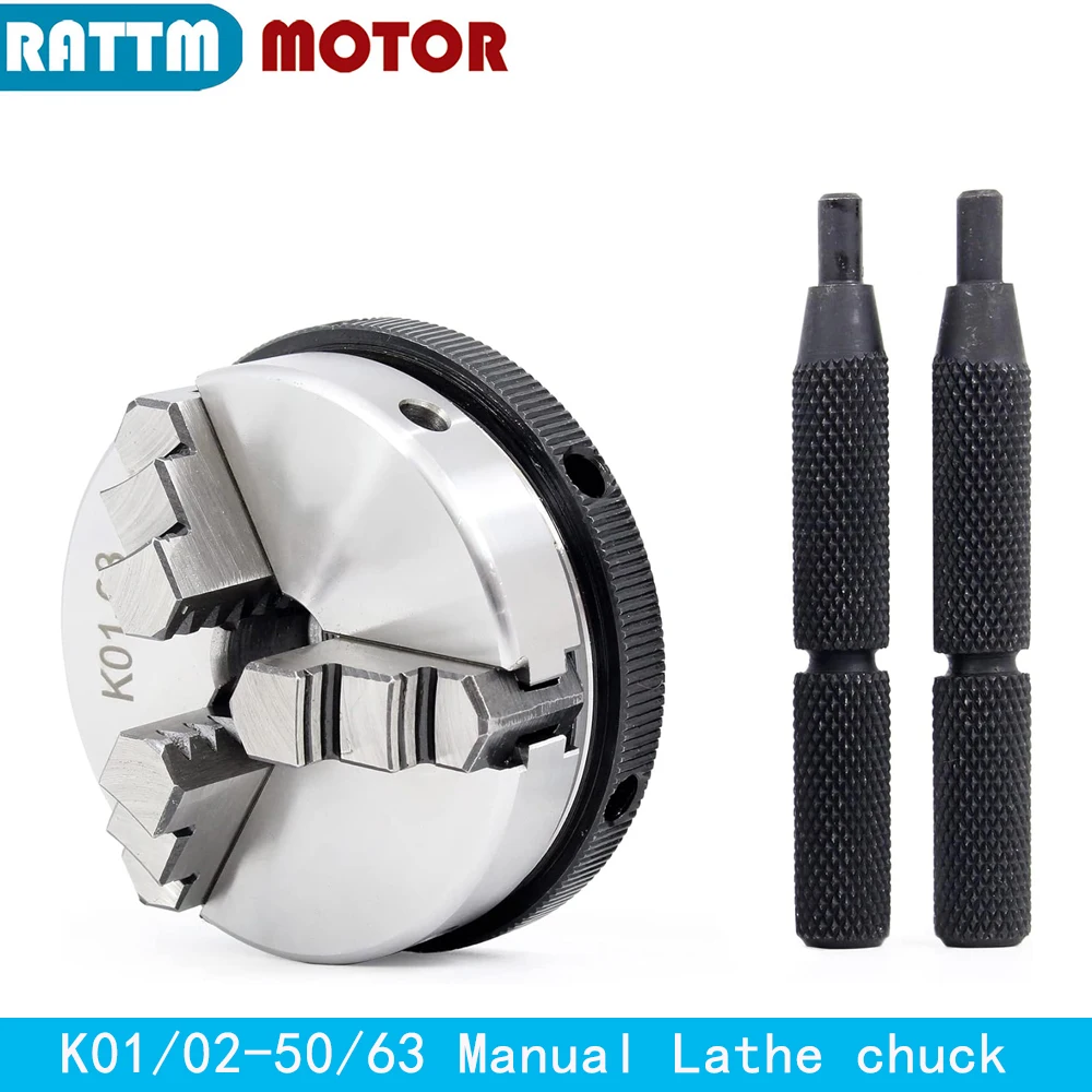 CNC Mini Lathe Manual Chuck K01 K02 63 Self-Centering 3 Jaw 4 Jaw ...