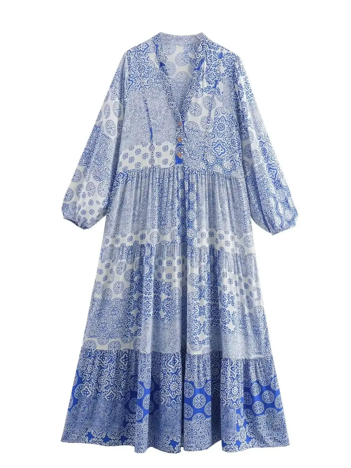 XNWMNZ-2024-Women-s-Fashion-Panel-Printed-Midi-Dress-Women-High-Street ...