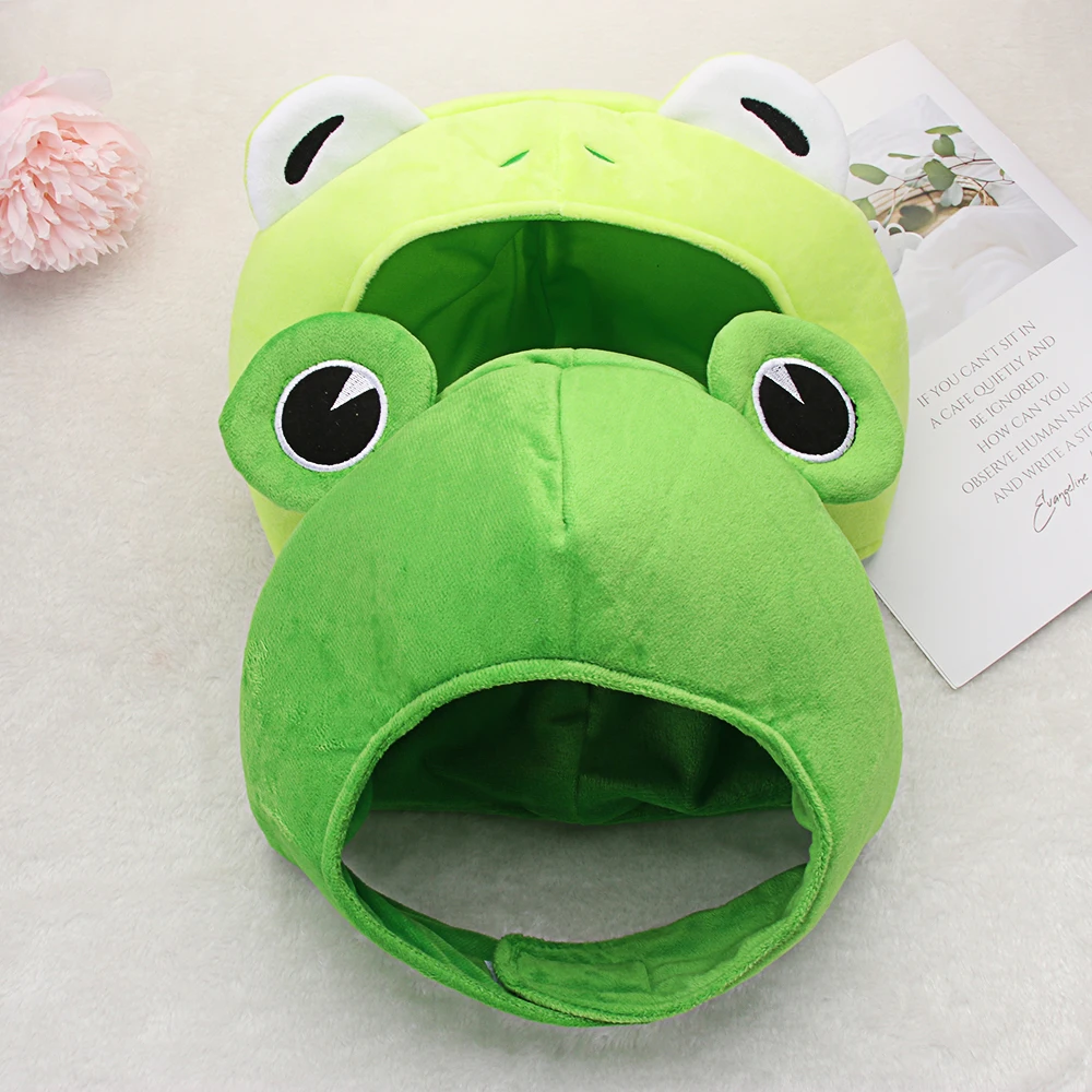 Funny Big Frog Eyes Cartoon Plush Hat Toy Green Headgear Cap Cosplay ...