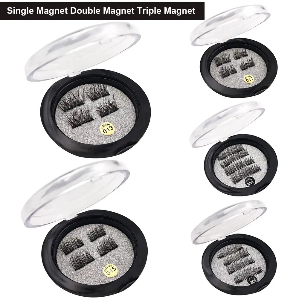 1 Pair Magnetic False Eyelashes Natural Long Handmade 3d Faux Mink Lashes Makeup Set Extension ...