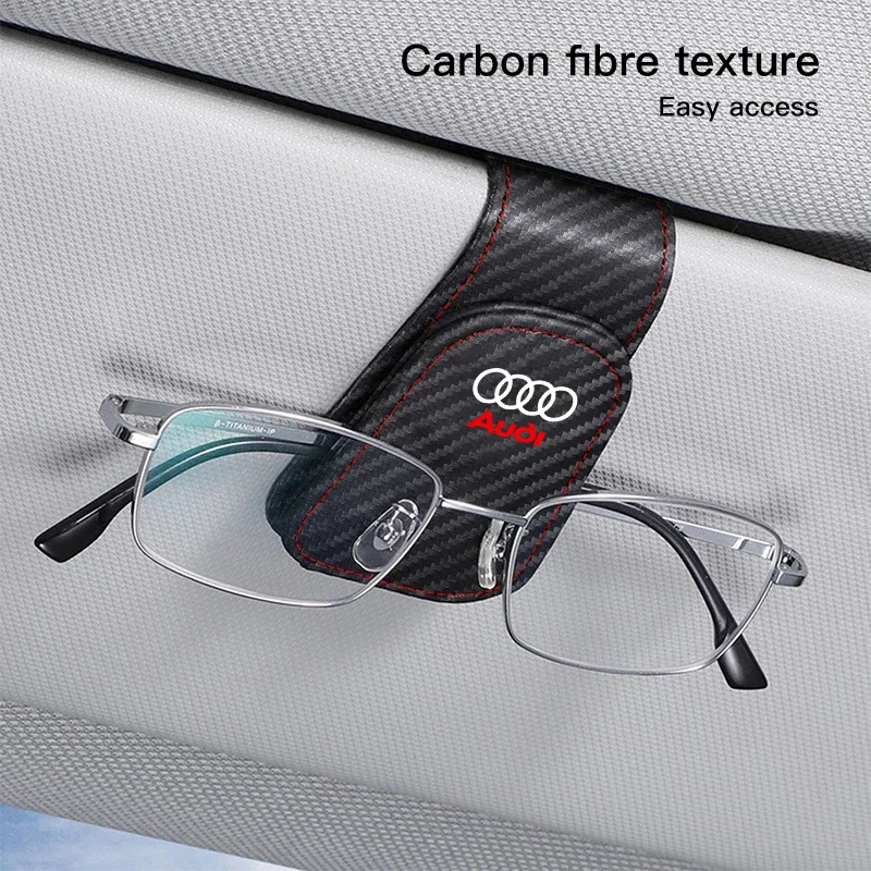 Compact Car Sun Visor Glasses Holder for Audi (Black)
