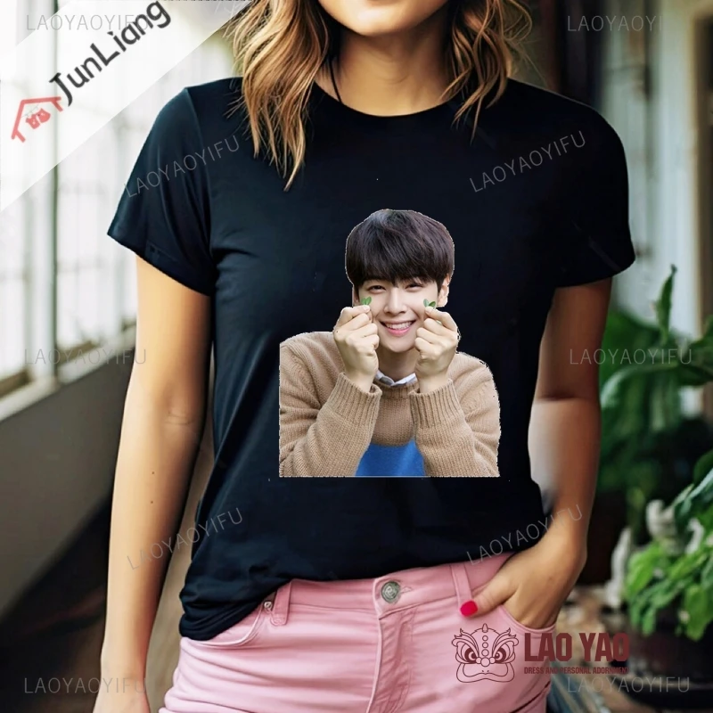 Camisetas gráficas de Cha Eun Woo para mujer, ropa deportiva Kpop, ropa ...