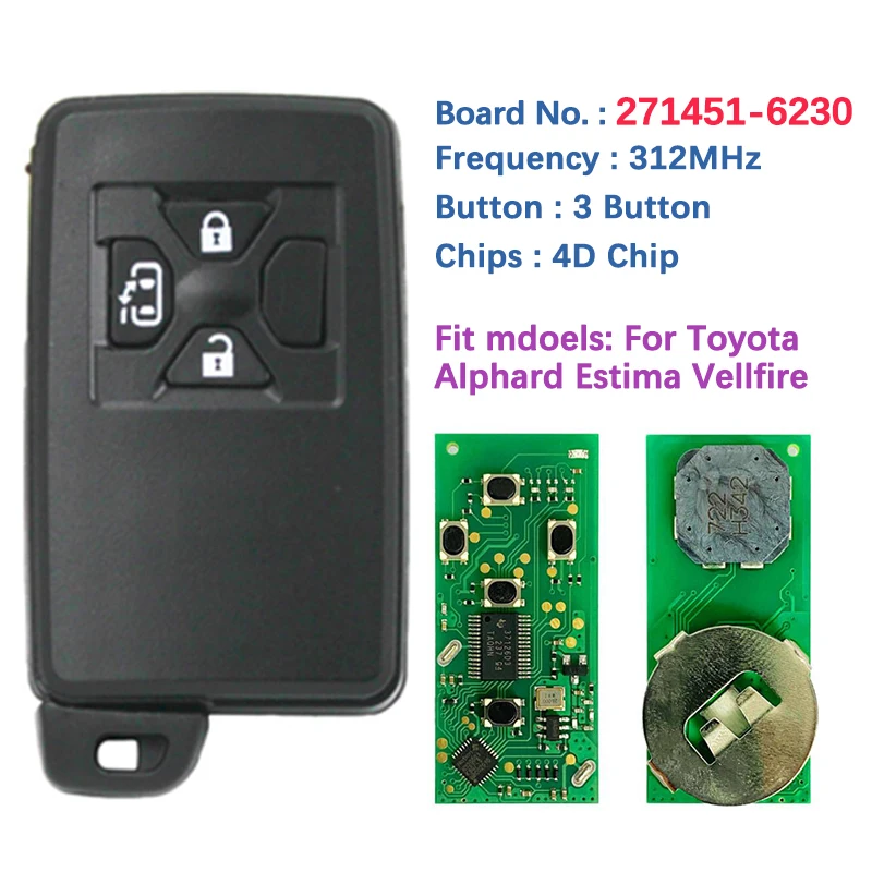 CN007303-Aftermarket-3-Button-Key-For-Toyota-Alphard-Vellfire-Estima ...
