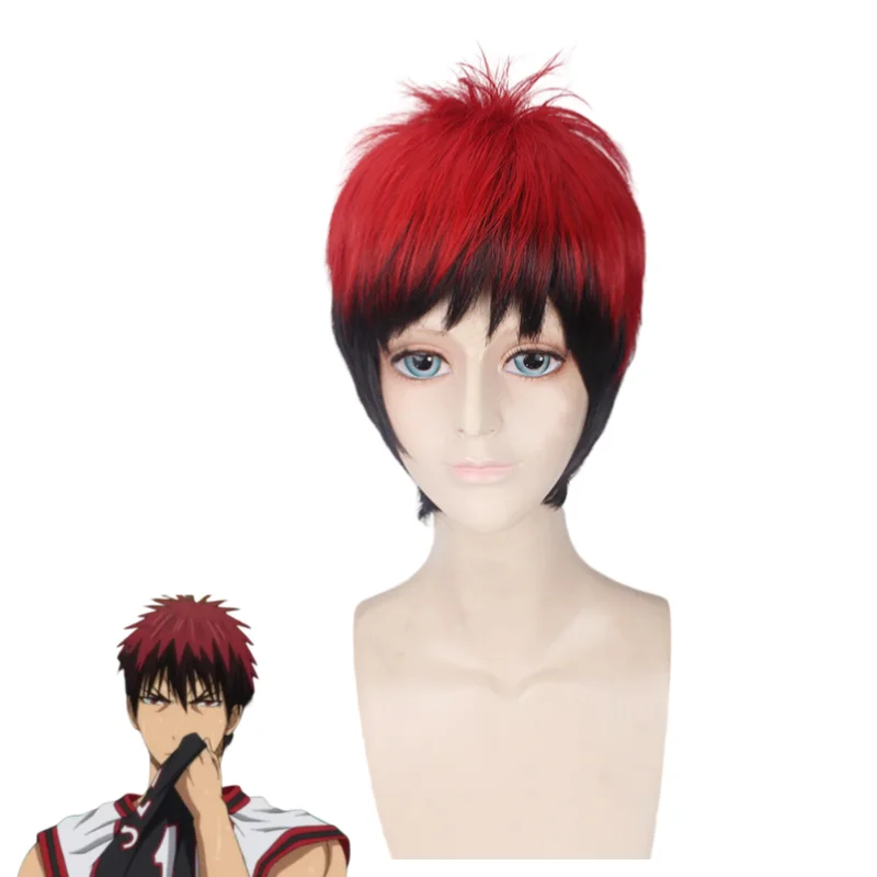 Anime Kuroko No Basuke Seirin Kagami Taiga Wig Red And Black Cosplay ...