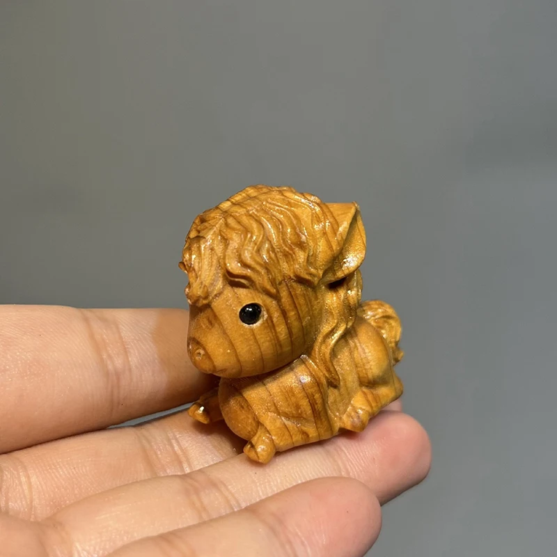 1PC Small Animal Statues Wooden Hand Carved Arborvitae Wood Cute Mini ...