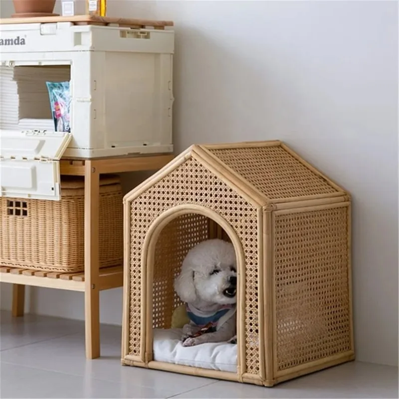 Handmade-Rattan-Pet-House-Cama-De-Vime-Tecida-Cat-Cage-Ecofriendly-C-o ...