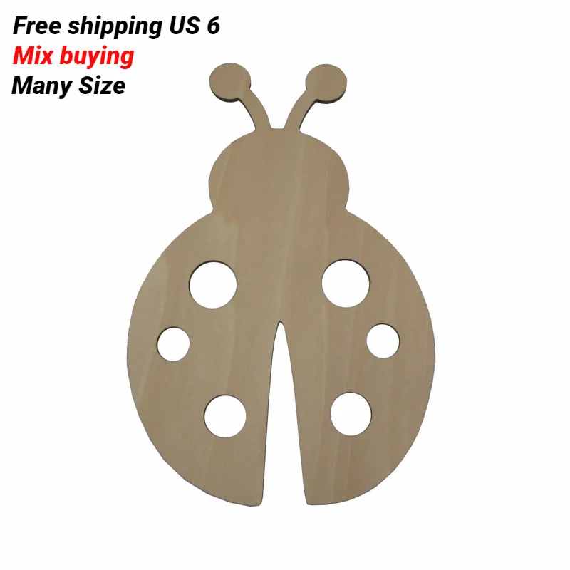Unfinished Unfinished Laser Cut Wooden Ladybug Shape, Insect Cutouts ...