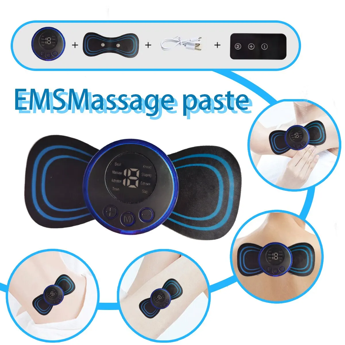 Mini Neck Rechargeable Massager Electric Neck Massage EMS Cervical ...