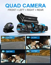4 Channel Car Dvr 4 Lens 1080p 170° With Rear Camera Dash Cam Wifi Wdr ...