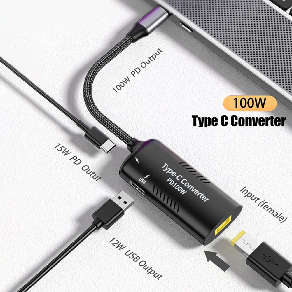 Usb C To Slim Tip Adapter Square 100w Convert Charger To Type C For