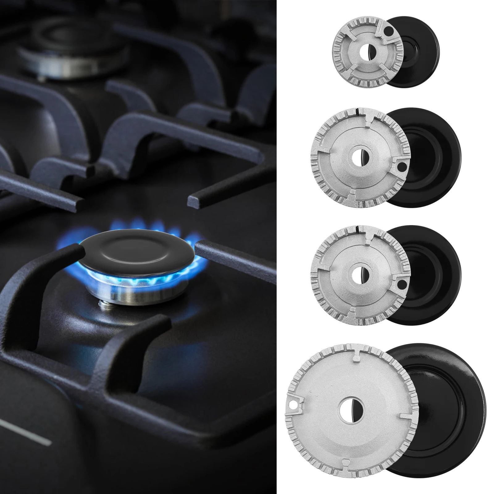 4Pcs Cooker Hat Set Metal Cooktop Burner Cap and Burner Head ...
