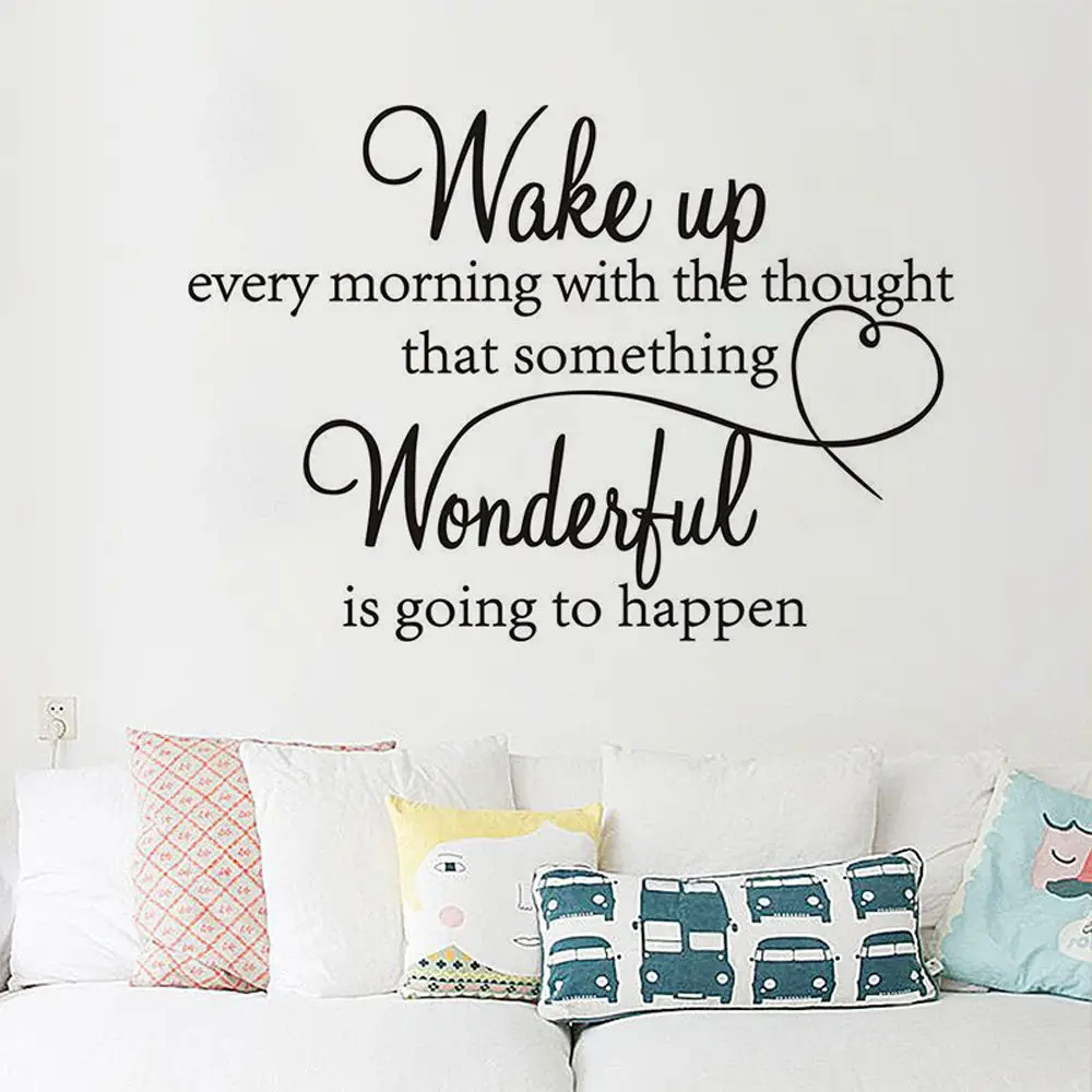 Artistic Fonts Letters Wall Sticker DIY Art Removable Morning Wake Up ...