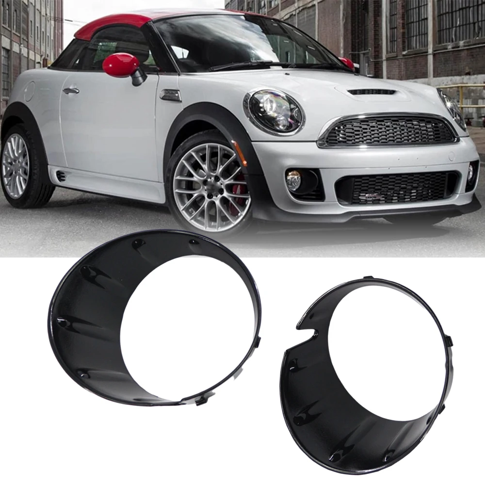 2Pcs-Chrome-Black-Front-Fog-Light-Cover-Fog-Light-Trim-Ring-For-Mini ...
