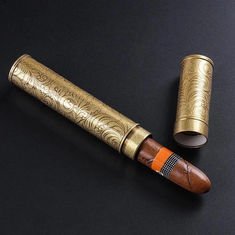 Pure-Copper-Cigars-Box-Single-Cigar-Tube-Humidor-Moisturizing-Portable ...