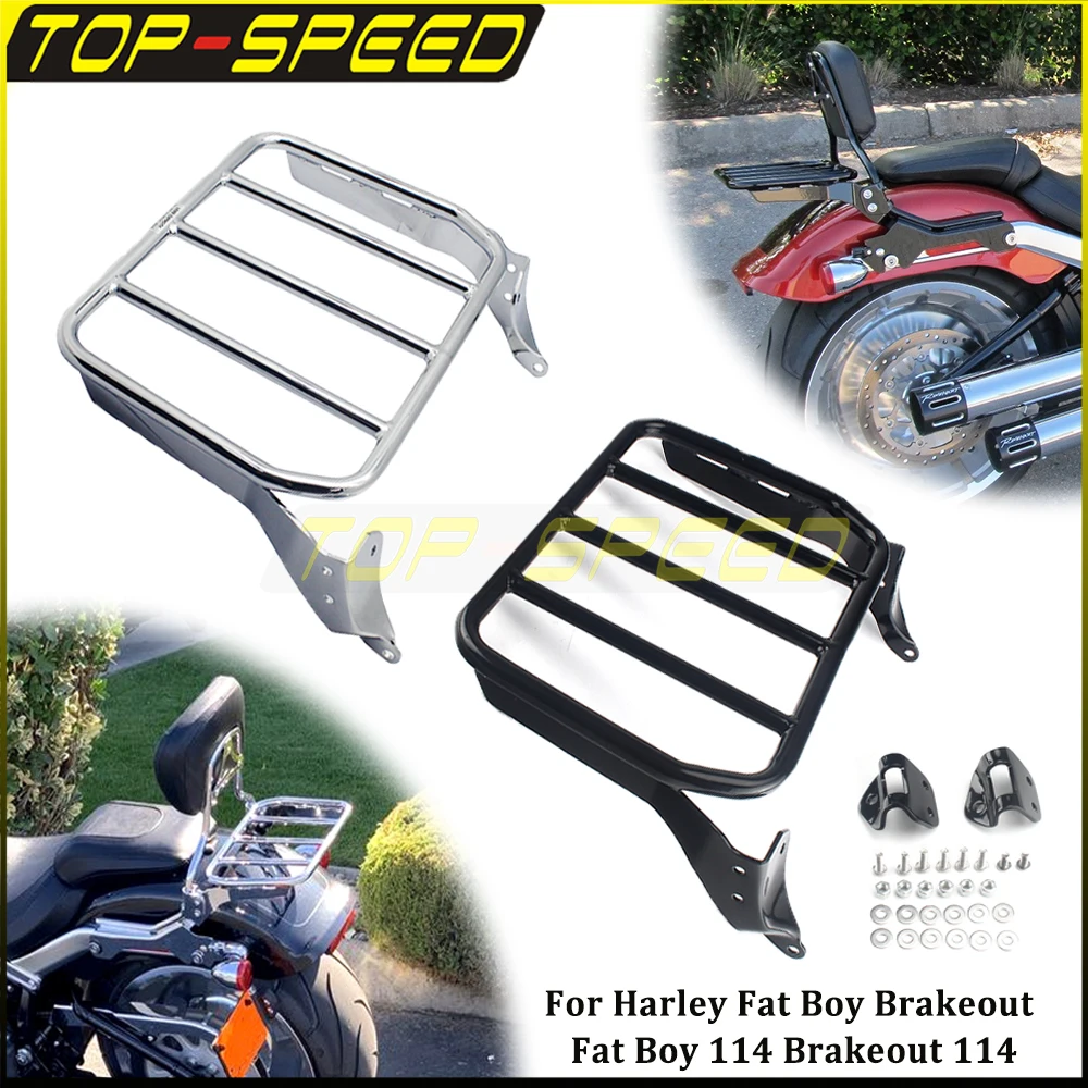 New-Motorcycle-Black-Sissy-Bar-Luggage-Rack-For-Harley-Fat-Boy-FLFB ...