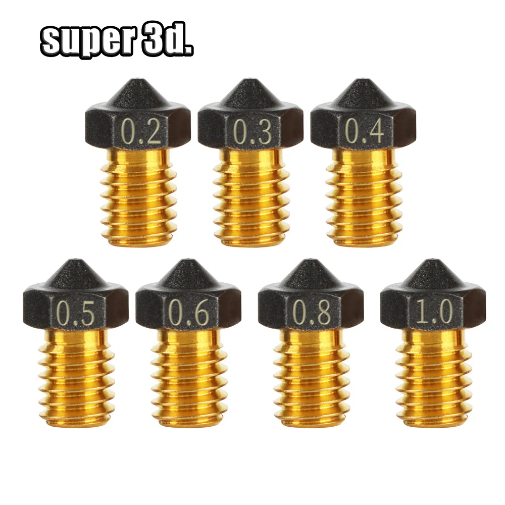 1/2/5Pcs PTFE Coated Brass E3D V6 Nozzle 0.2/0.4/0.5/0.6/0.8/1.0mm 1 ...