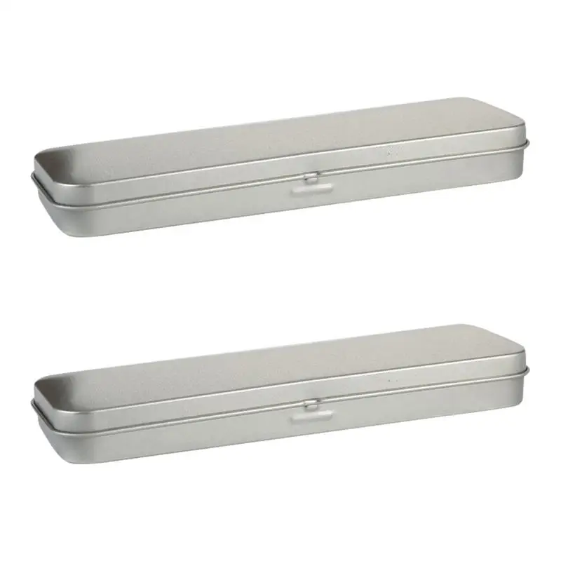 2Pcs Pencil Tin Box Metal Pencil Case Room Storage Pencil Organizer Pen ...