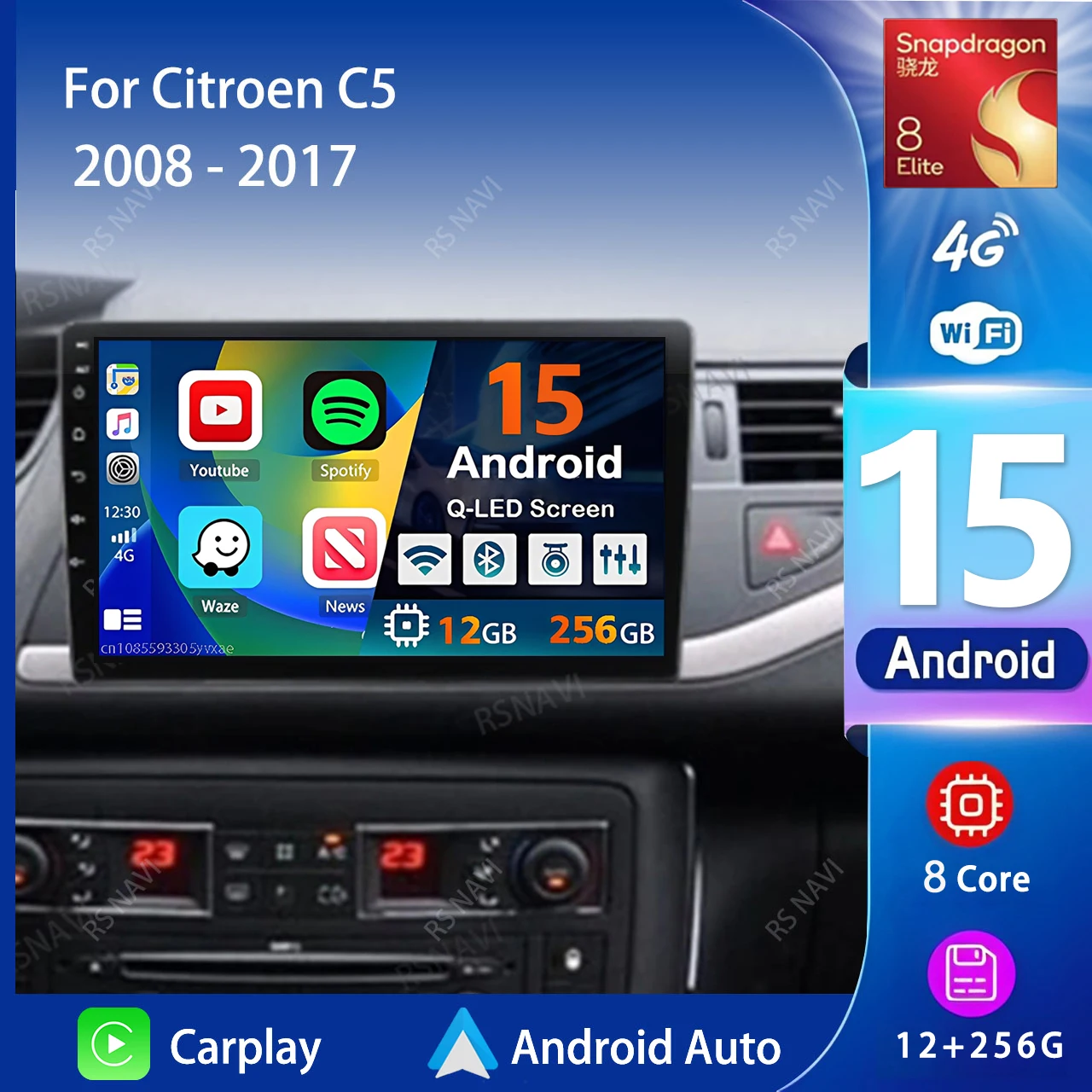 Android 15 Carplay Auto Car Radio Multimedia Player For Citroen C5 2008 ...
