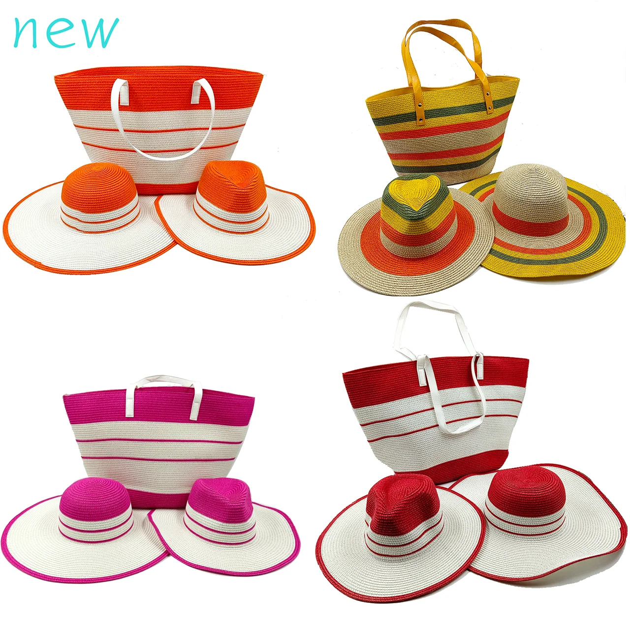 Beach-Straw-Hat-Set-Crossbody-Bag-Colorful-Sun-Hat-Set-Panama-Outdoor ...