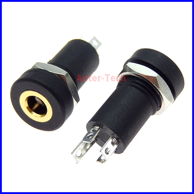 5PCS-PJ392A-3-5MM-Audio-Jack-Socket-3-4-Pole-Black-Stereo-Solder-Panel ...