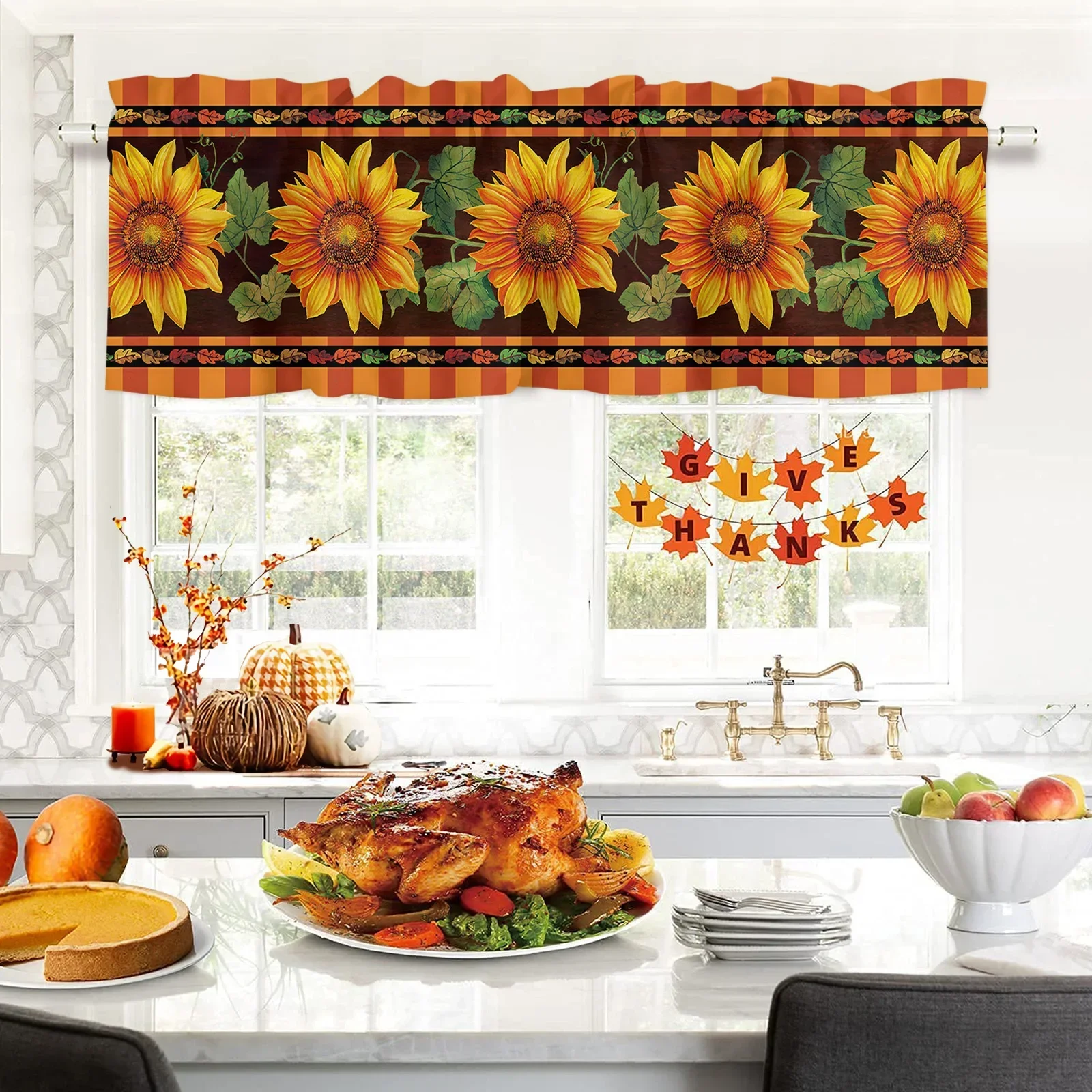 Sunflower curtains for kitchen store
