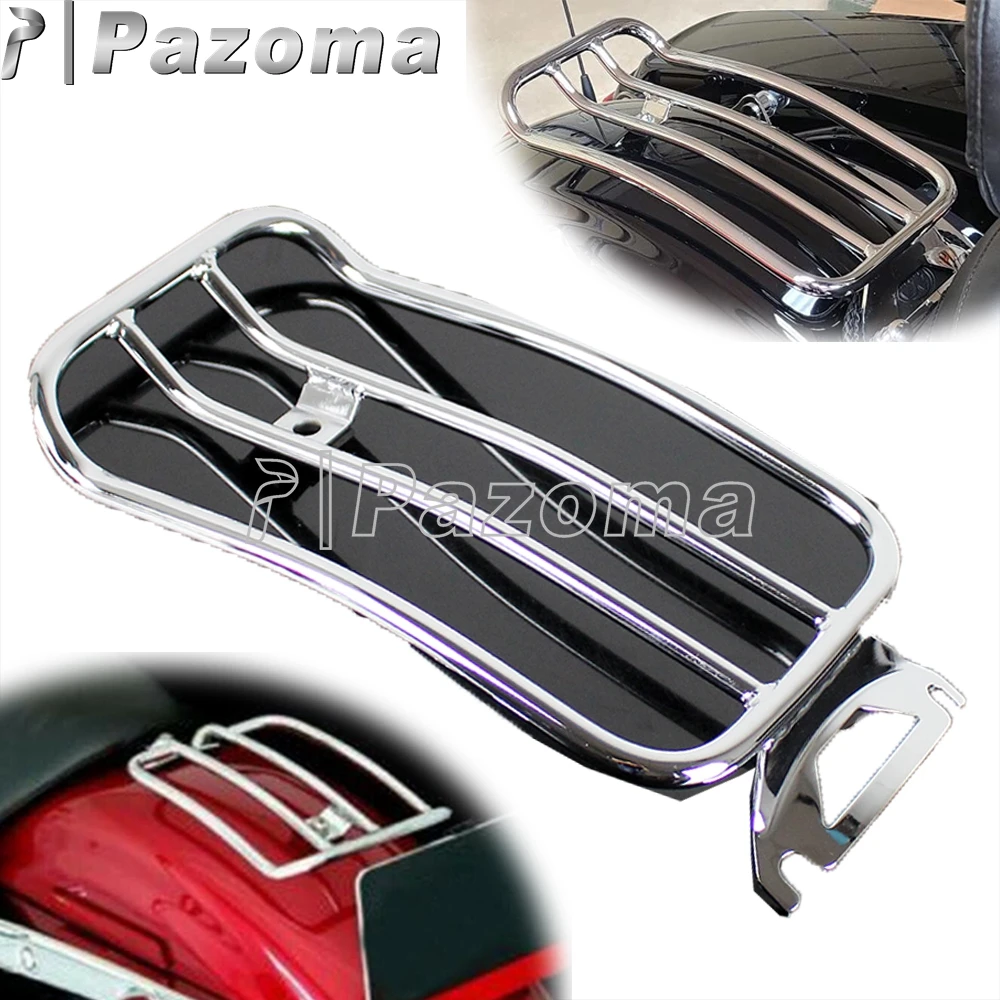 Motorcycle-Solo-Seat-Luggage-Rack-Rear-Fender-Luggages-Carrier-Chrome ...