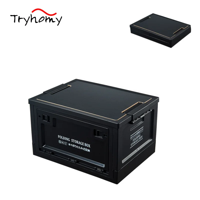 Outdoor-Storage-Box-With-Wooden-Lid-30L-45L-Portable-Picnic-Camping ...