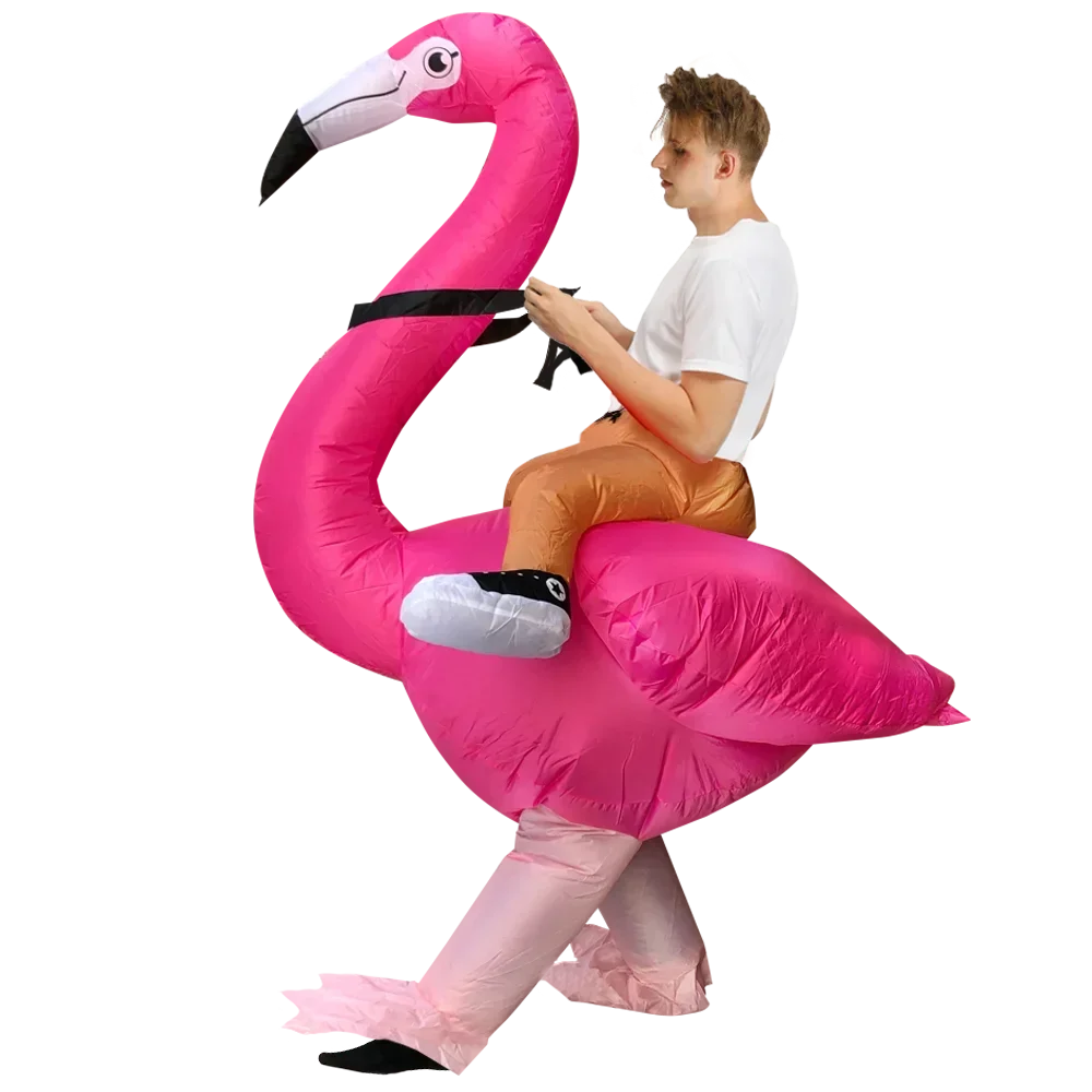 Adult Ride on Pink Flamingo Cosplay Costume Halloween Party Cos Costume for Man Woman Funny Anime Mascot Disfraz Birthday Gifts AliExpress