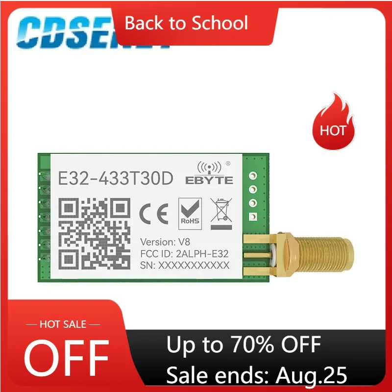 LoRa-433MHz-Module-Transmitter-Receiver-8000m-CDSENET-E32-433T30D-V8 ...