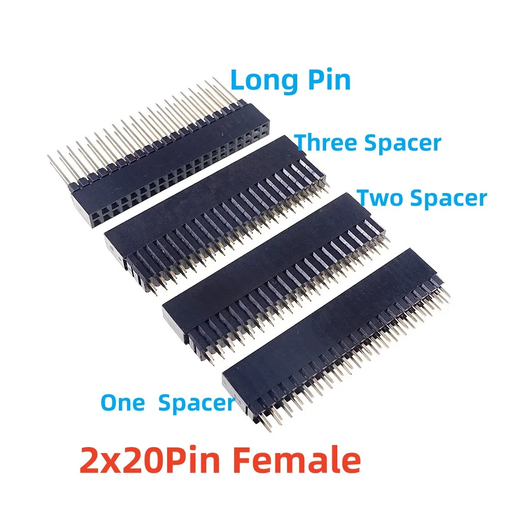 4Pcs-2x20-Pins-Female-Header-2-54m-Pitch-Extra-Tail-Dual-Row-Long-Pin ...