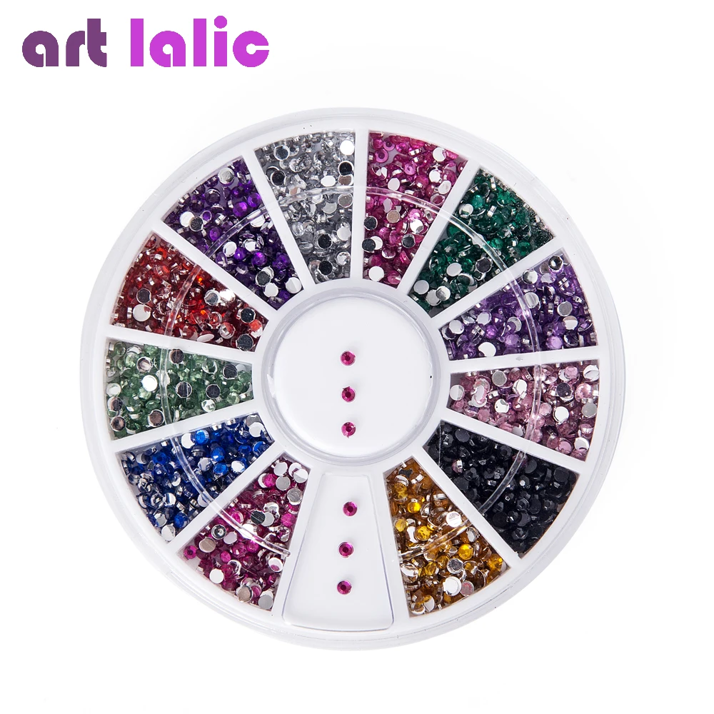3000Pcs 1.5mm Assorted Colors Round Glitter Nail Art Decorations Wheel ...