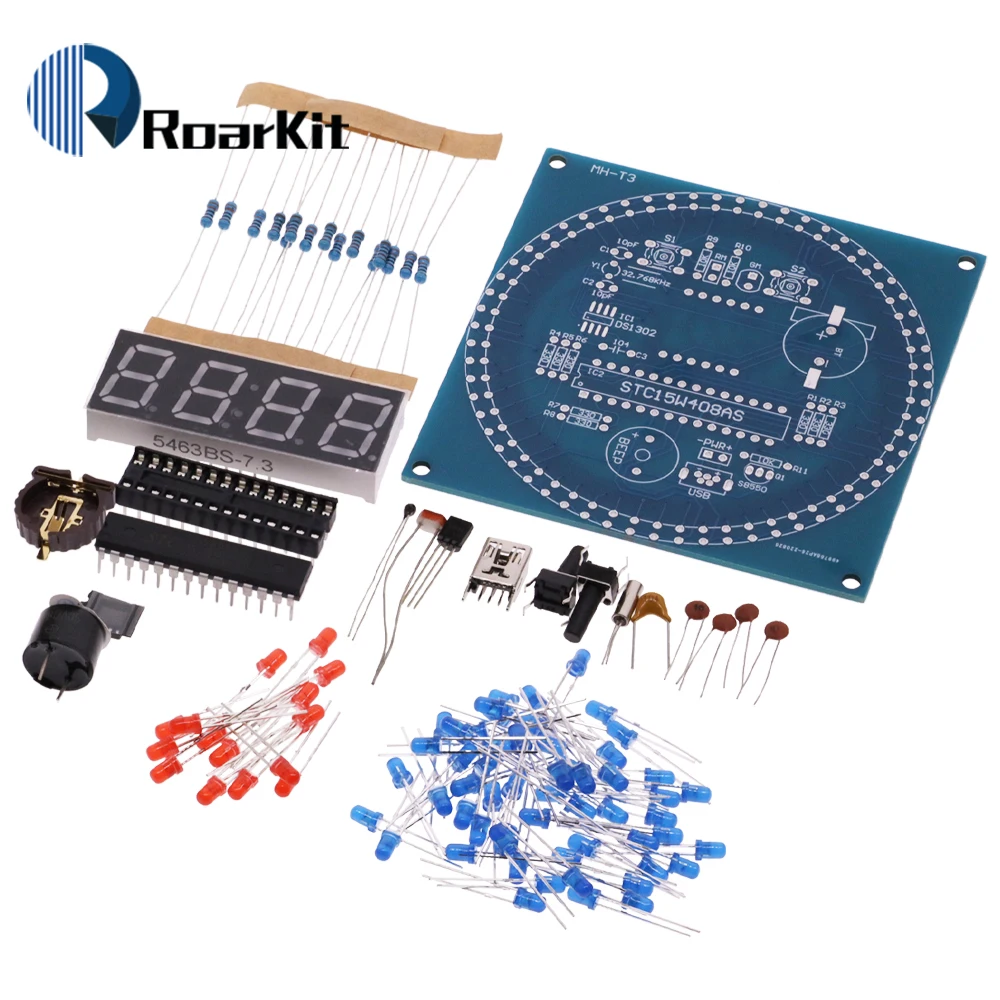 Rotating-LED-Display-Alarm-Electronic-Clock-DIY-Kit-Case-Shell-Light ...