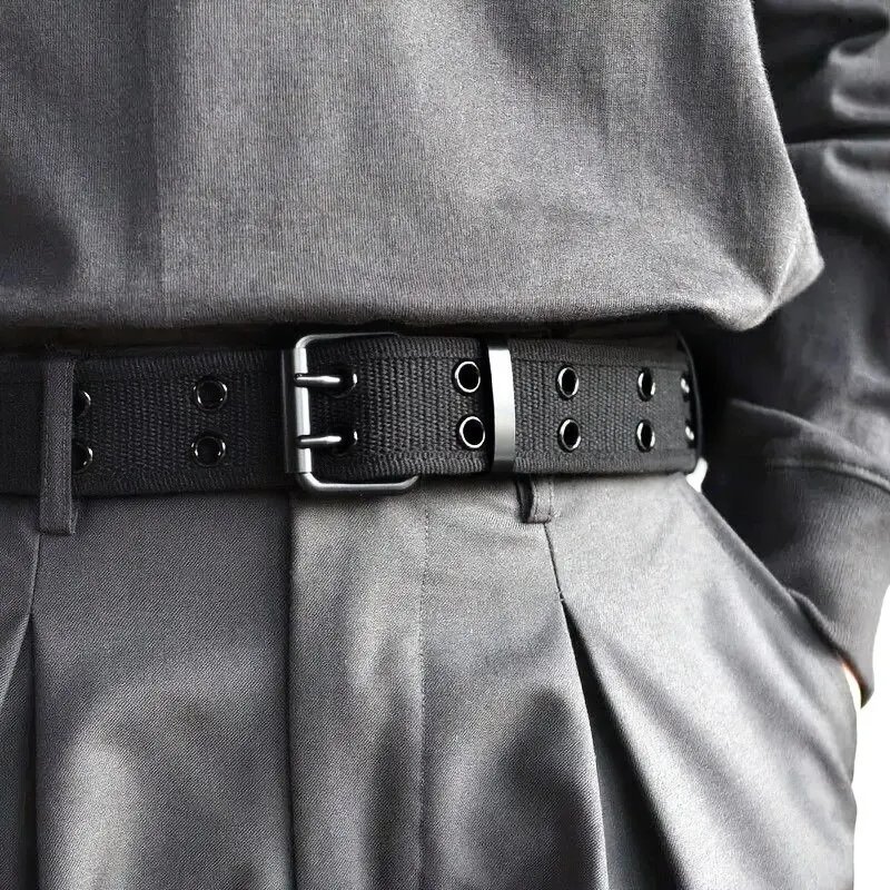 2023New-Men-s-Double-Row-Needle-Buckle-Woven-Belt-Women-s-Belt-Leisure ...