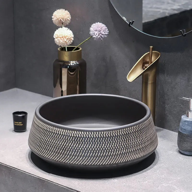 Traditional Chinese Cloakroom Counter Top porcelain wash basin bathroom ...