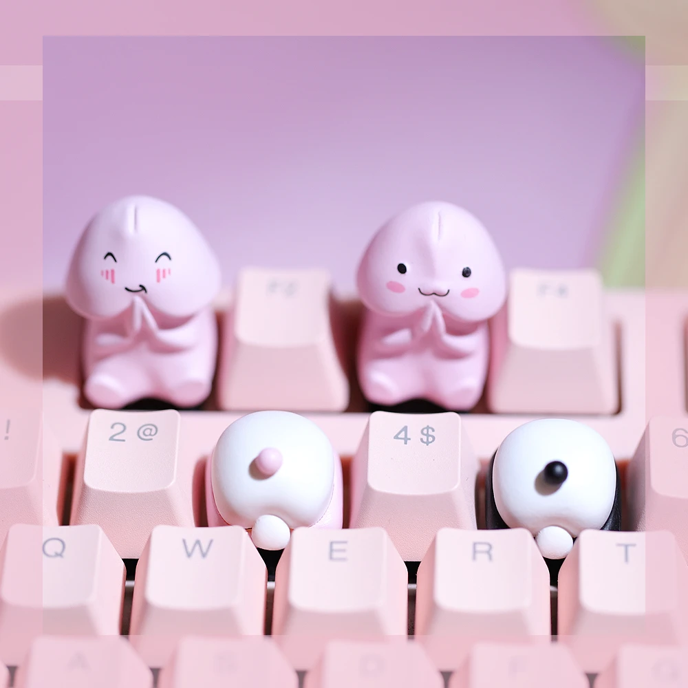 Keycaps-Mechanical-Keyboard-Cute-Pink-Black-Blue-Bear-Ass-Key-Cap ...
