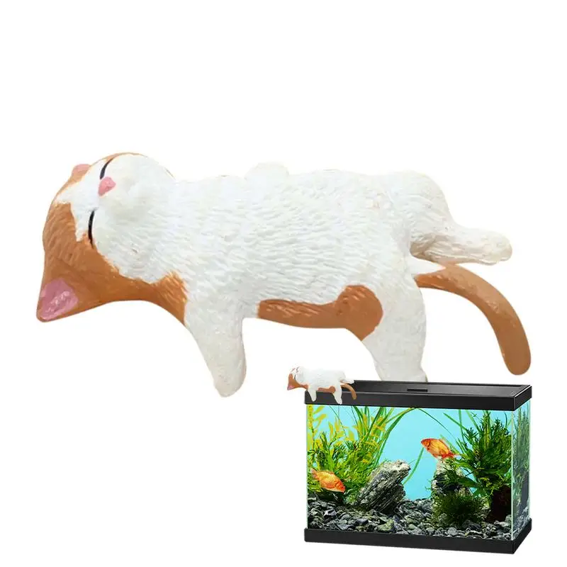 Cute Cat Figurine Computer Monitor Decoration fish tank Bonsai ...