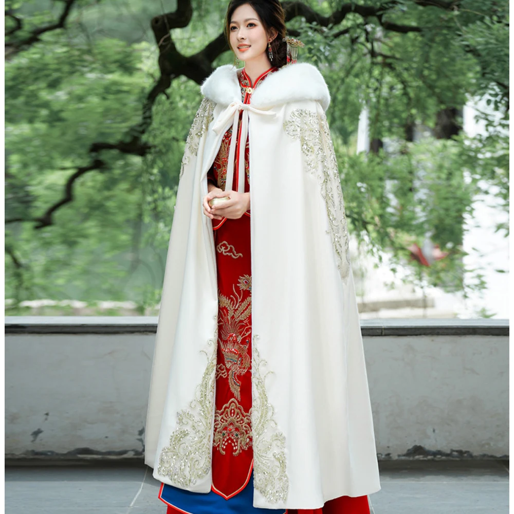 Faux Fur Edge Wedding Wrap Appliques Satin Bridal Capes Coat Jacket ...