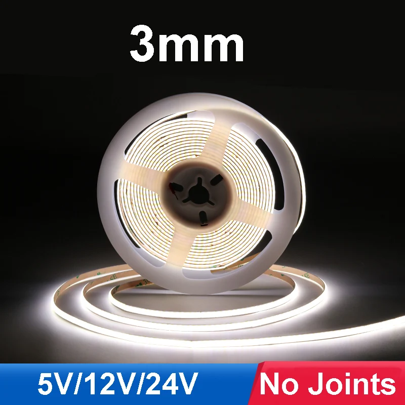 Super Thin 3MM COB LED Strip Light for Home Room Decor 400LEDs/m ...